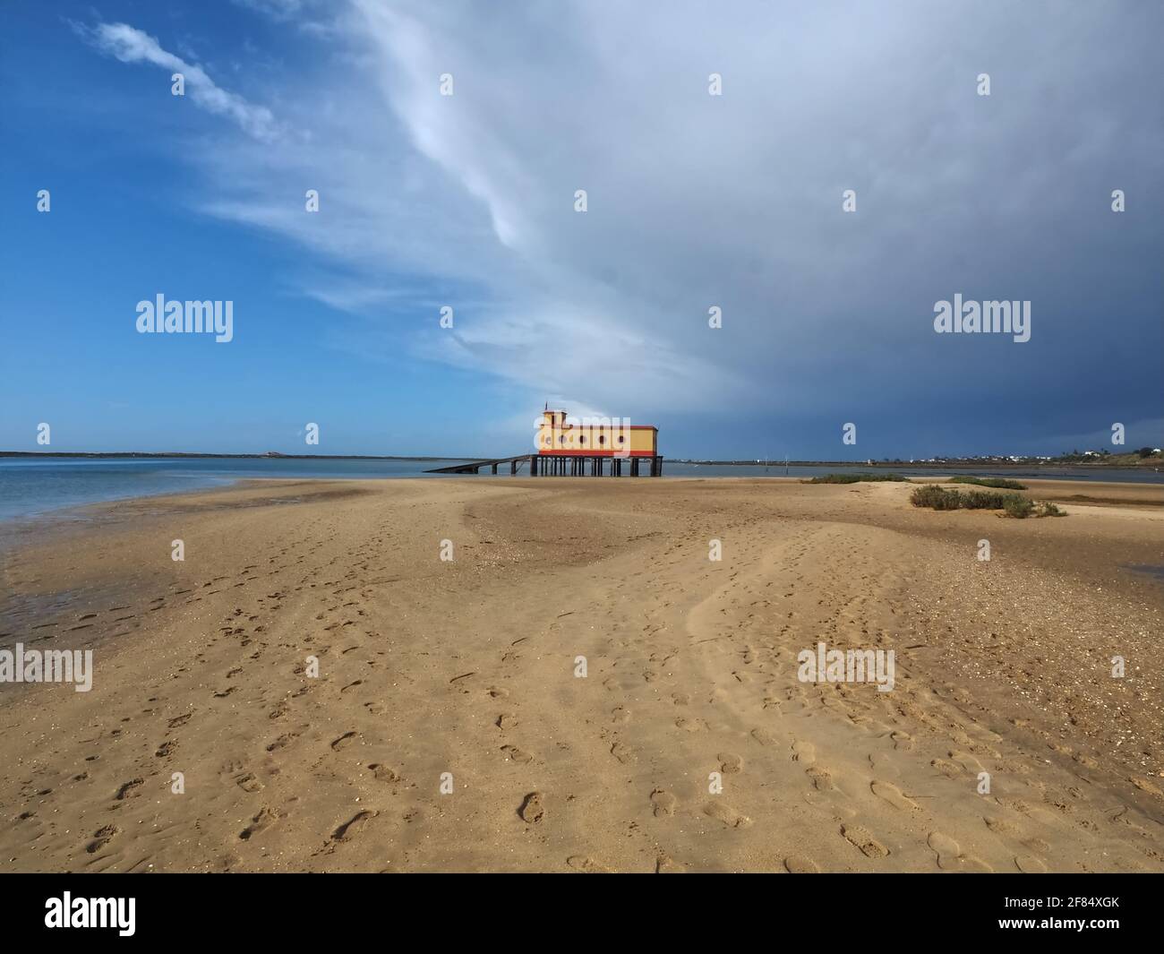 Beautiful beach of Fuseta at the Algarve coast of Portugal Stock Photo ...