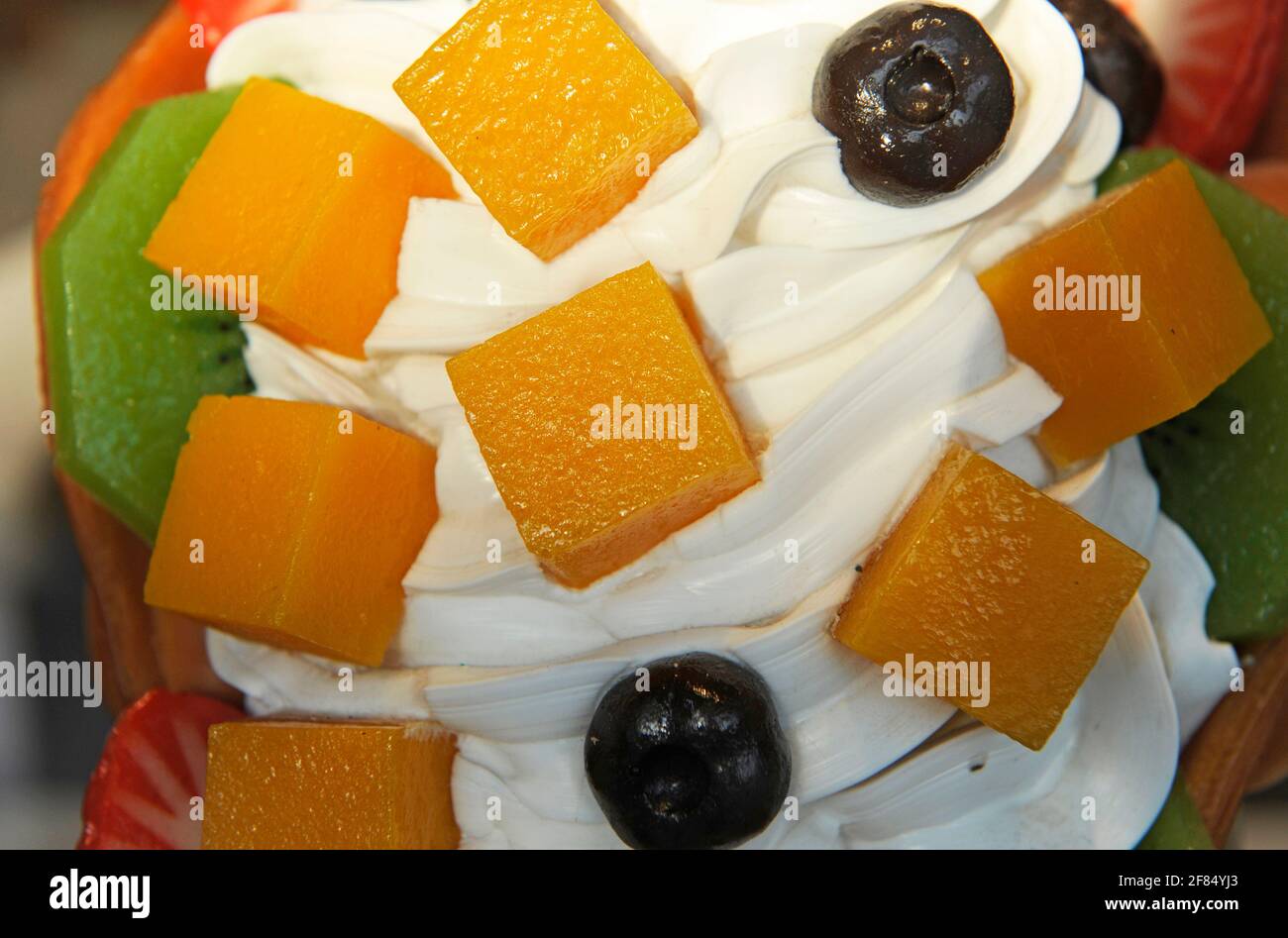 Large model ice cream on display in the window of an ice cream parlour ...