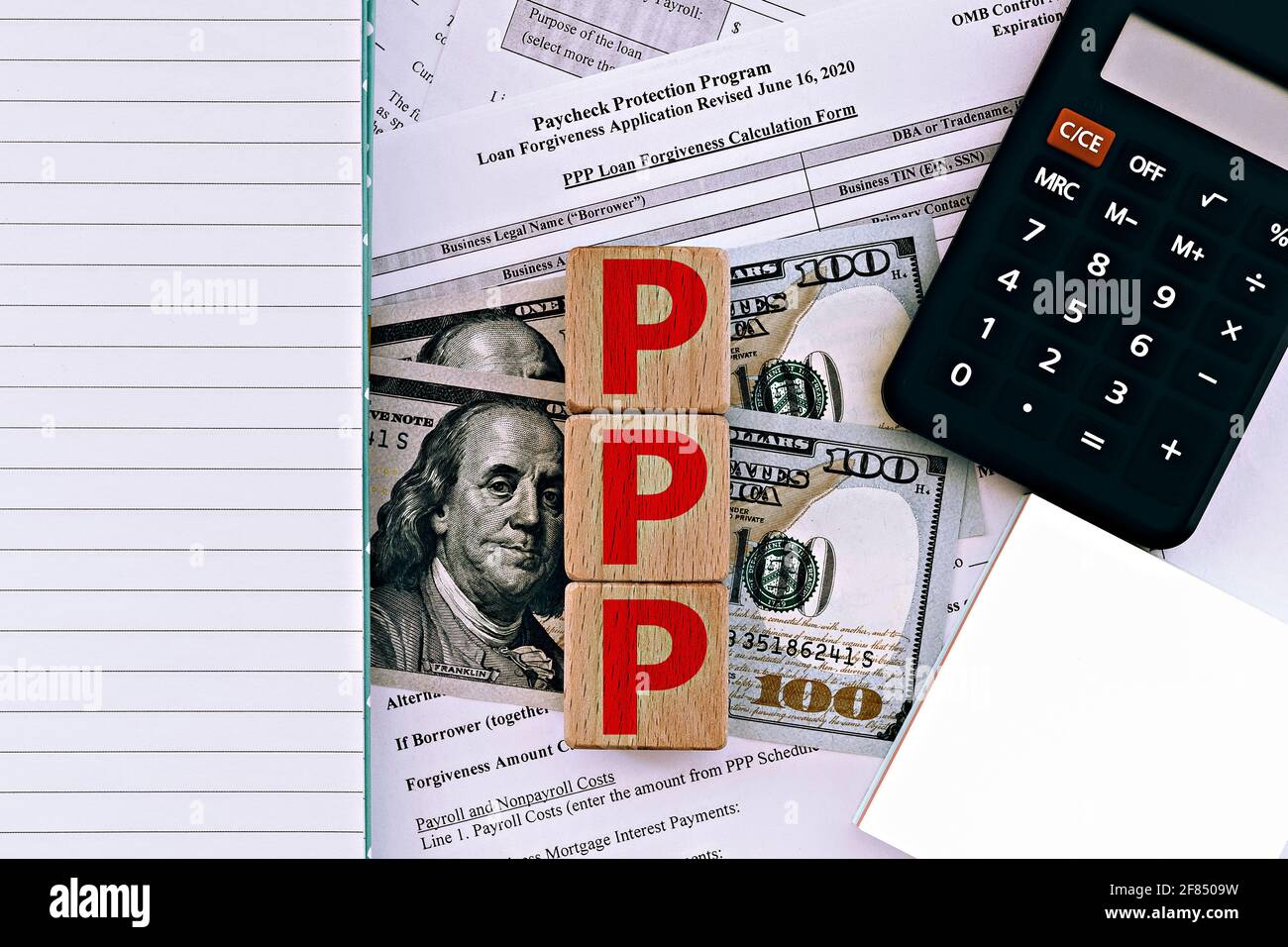 photo on ppp (paycheck protection program) theme. wooden cubes with the ...