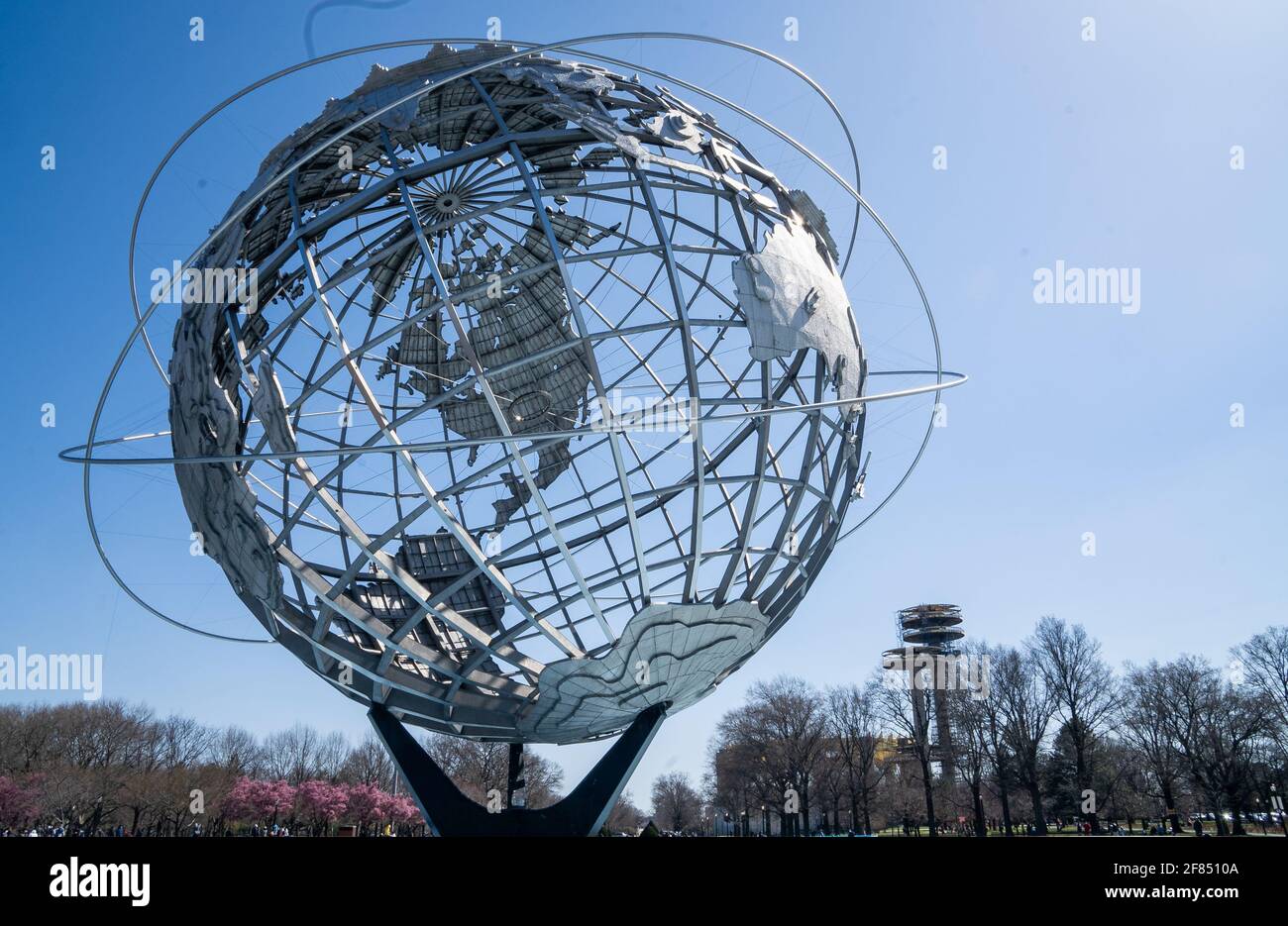 Queens, NY - April 3, 2021: View of the Unisphere, a spherical ...