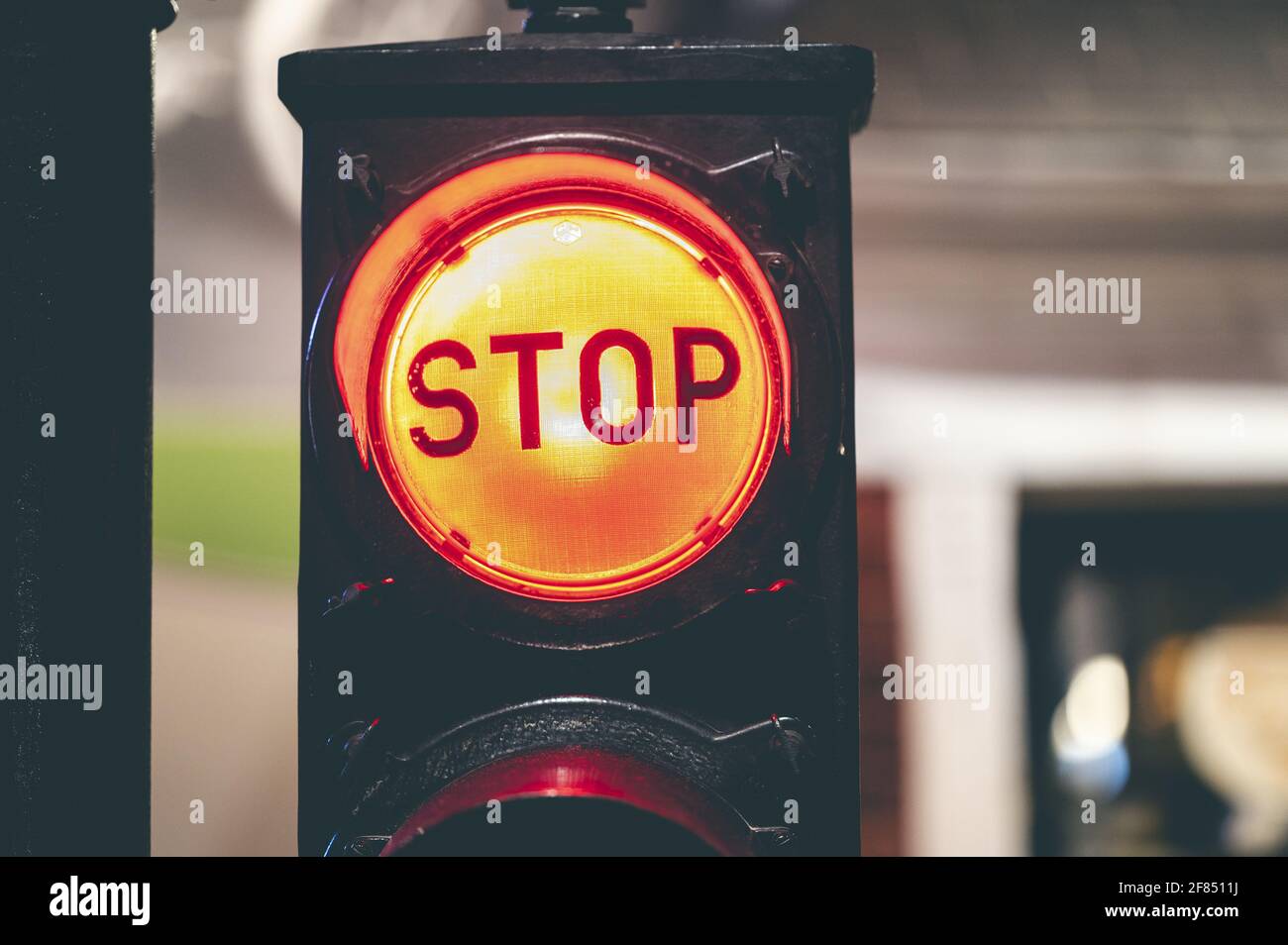 The sign stop on a traffic light Stock Photo - Alamy