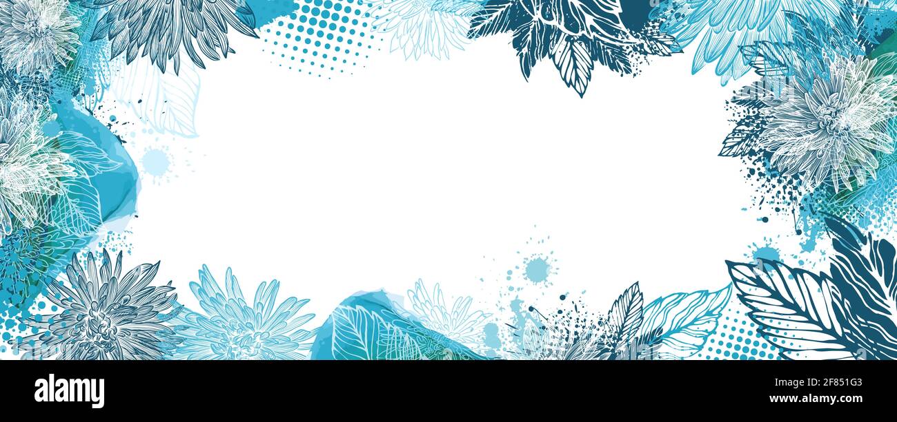 Abstract blue flower. Beautiful horizontal background with ...