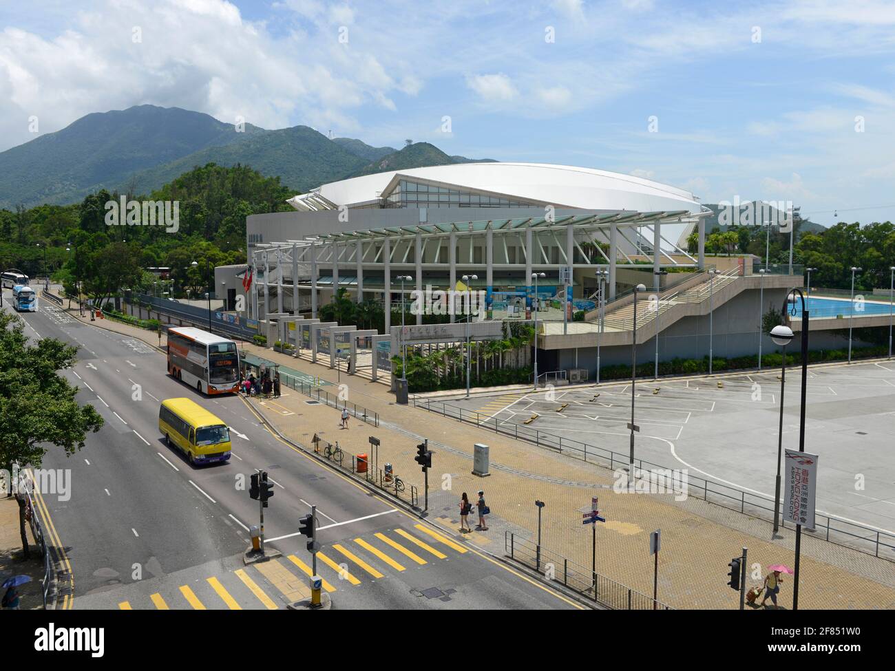 The public swimming pool at Tung Chung on Lantau Island, Hong Kong ...