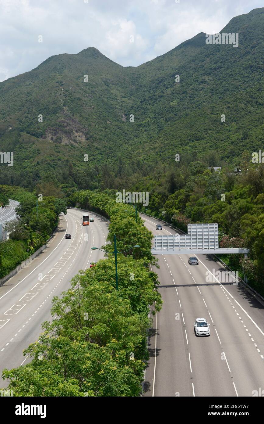 View of the north Lantau highway in Tung Chung, Lantau island, Hong ...