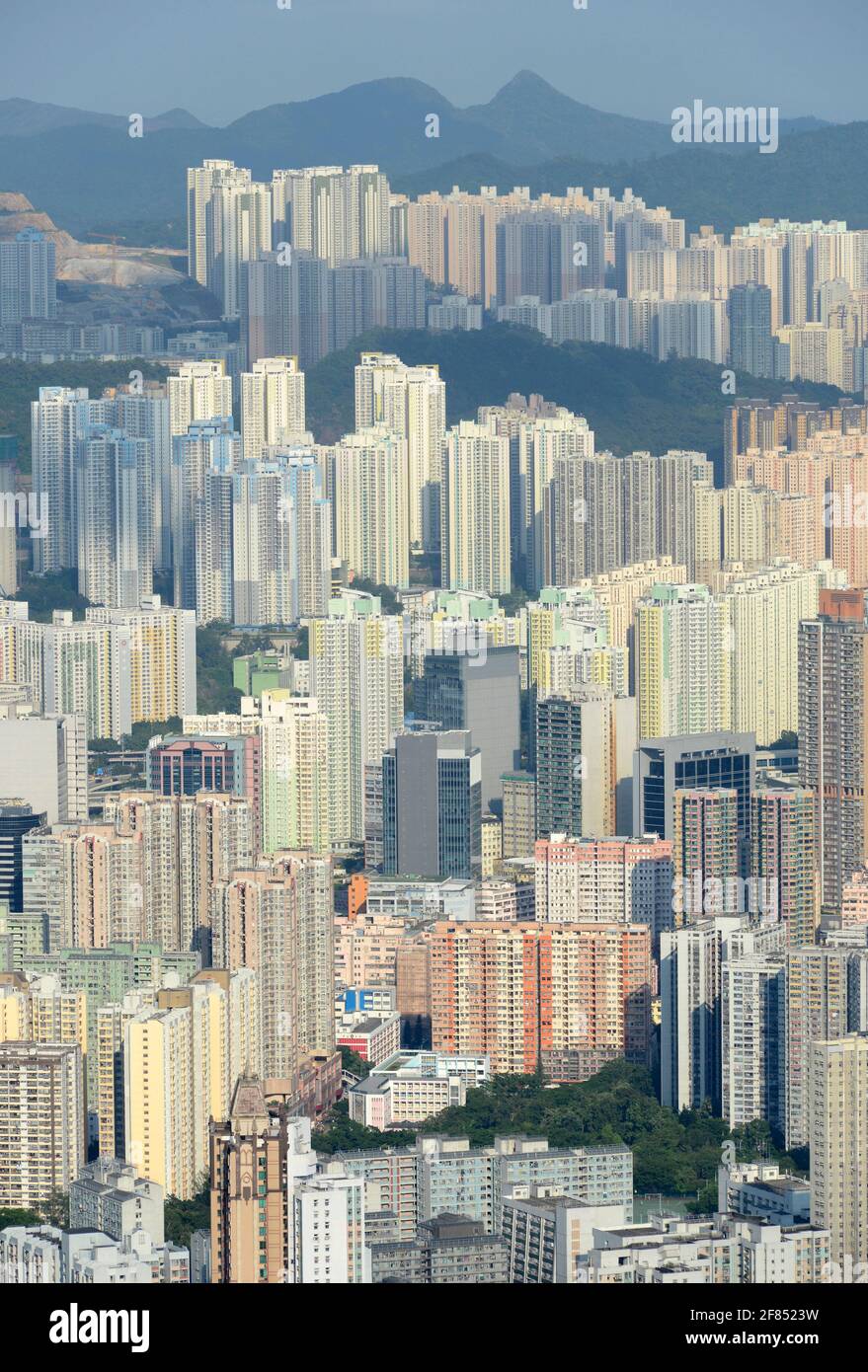 View over the Kowloon peninsular in Hong Kong, China, taken from the ...