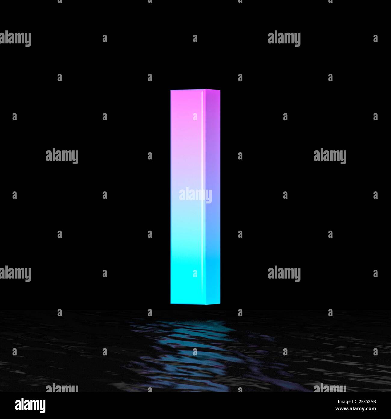 Cyan magenta font Letter I 3D render illustration isolated on black ...