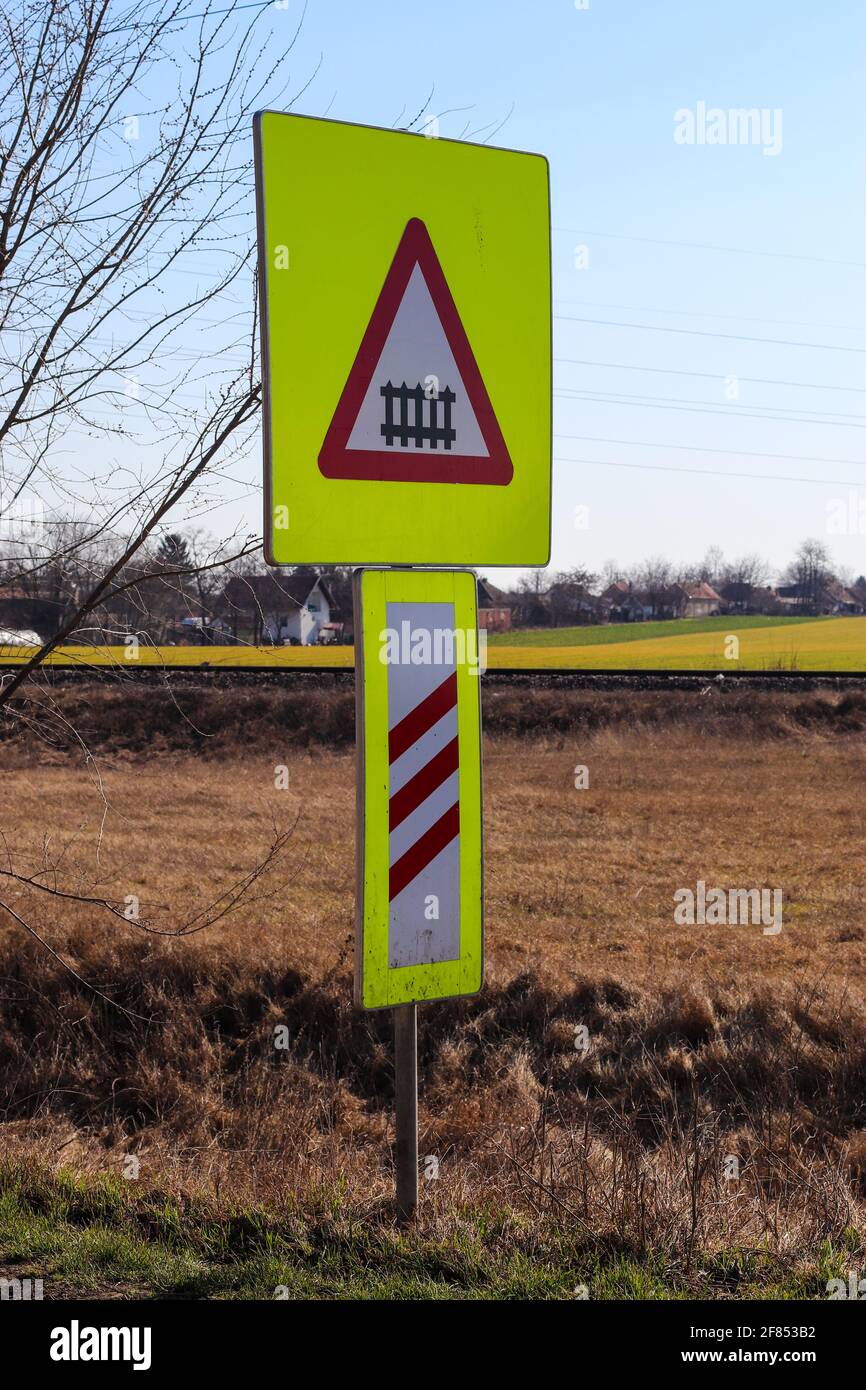 Vertical shot train sign hi-res stock photography and images - Alamy