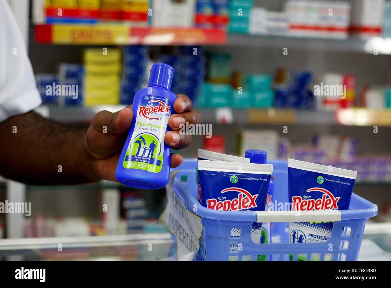 Salvador, Bahia / Brazil - January 27, 2016: Insect repellent sold at a ...