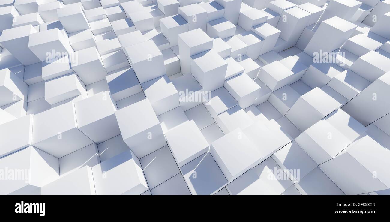 white block abstract cube shape 3d render illustration Stock Photo - Alamy