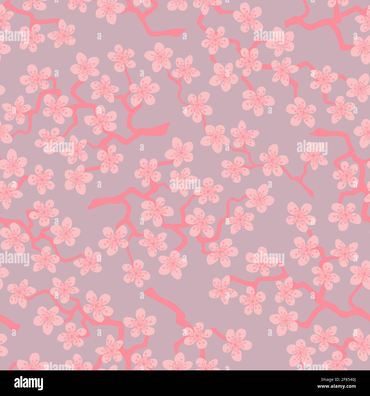 Seamless pattern with blossoming Japanese cherry sakura branches for ...