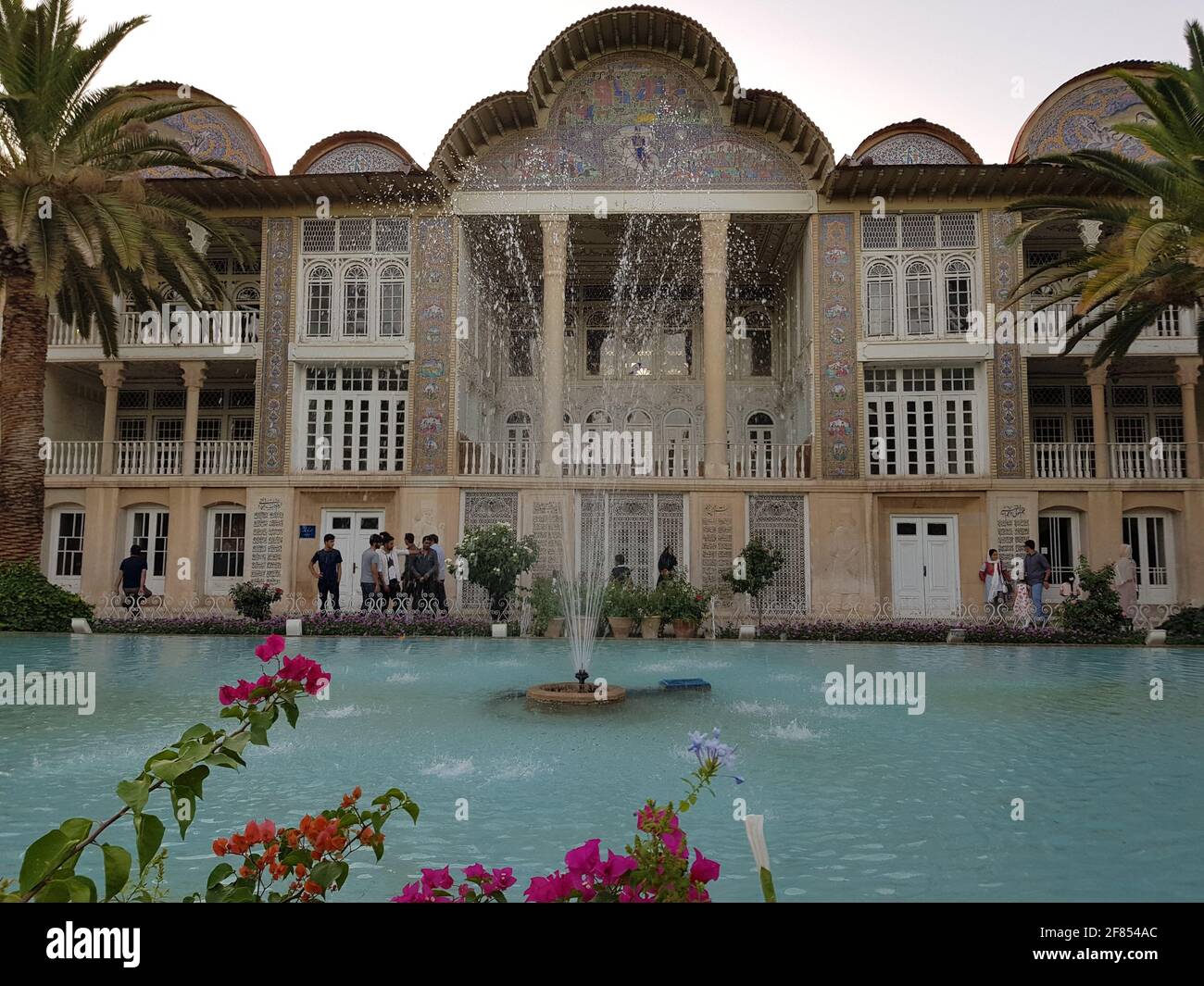 shiraz, iran - april 12, 2017: tourism photo of beautiful gardens in ...