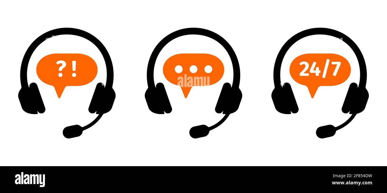 Hotline call center icons set. Customers support online service symbols ...