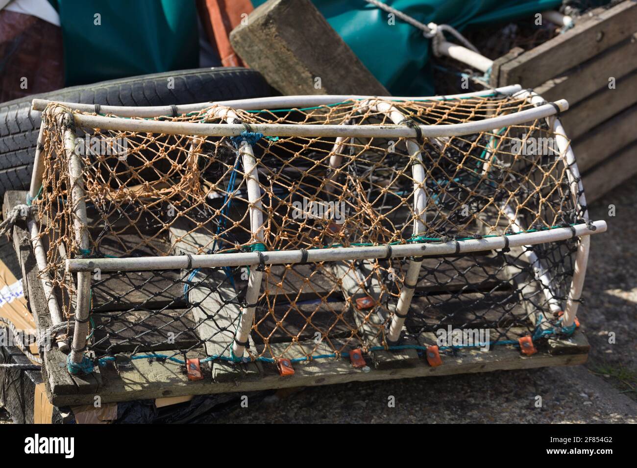 Netted cage creel shaped lobster crab pot hi-res stock photography and ...
