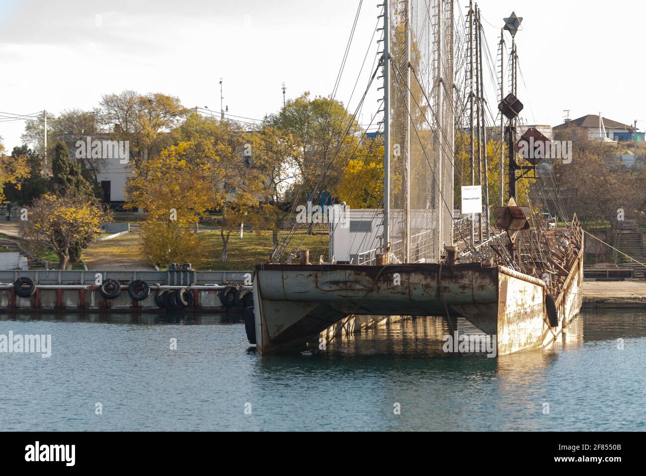 Sevastopol. Crimea. Autumn 2020. Sea target for artillery shooting. Sea ...