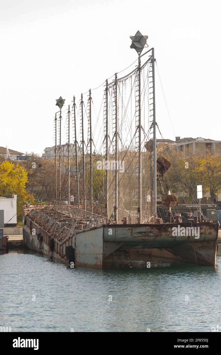 Sevastopol. Crimea. Autumn 2020. Sea target for artillery shooting. Sea ...
