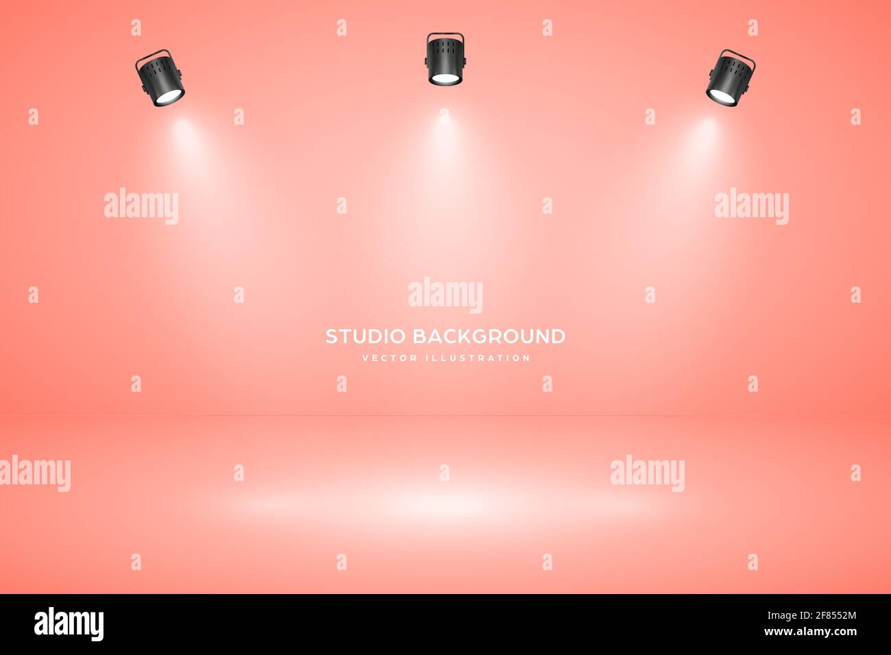 Empty pastel peach studio abstract background with spotlight effect ...