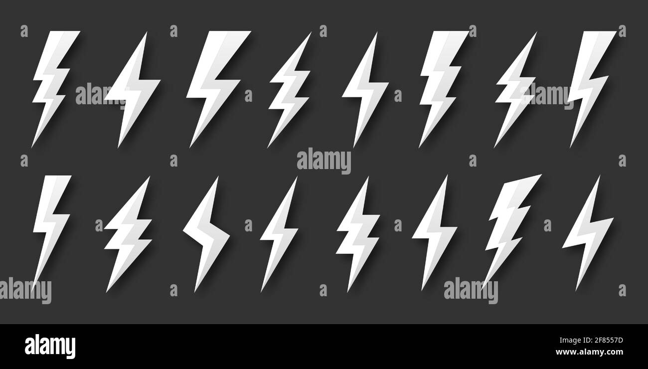 Lightning bolt icons collection. Flash symbol, thunderbolt. Simple ...