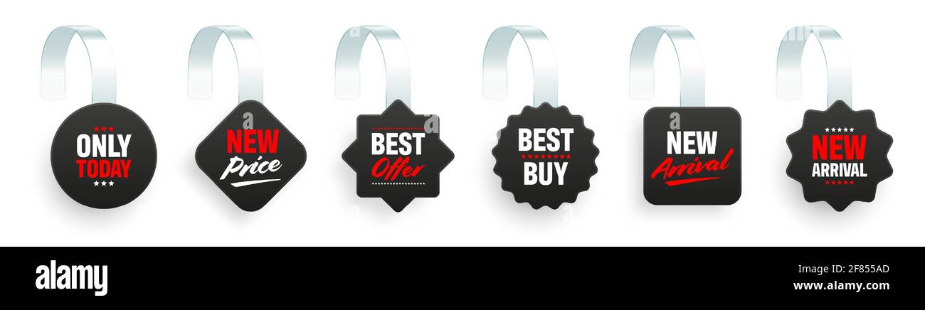 Supermarket promotional wobblers isolated on white background ...