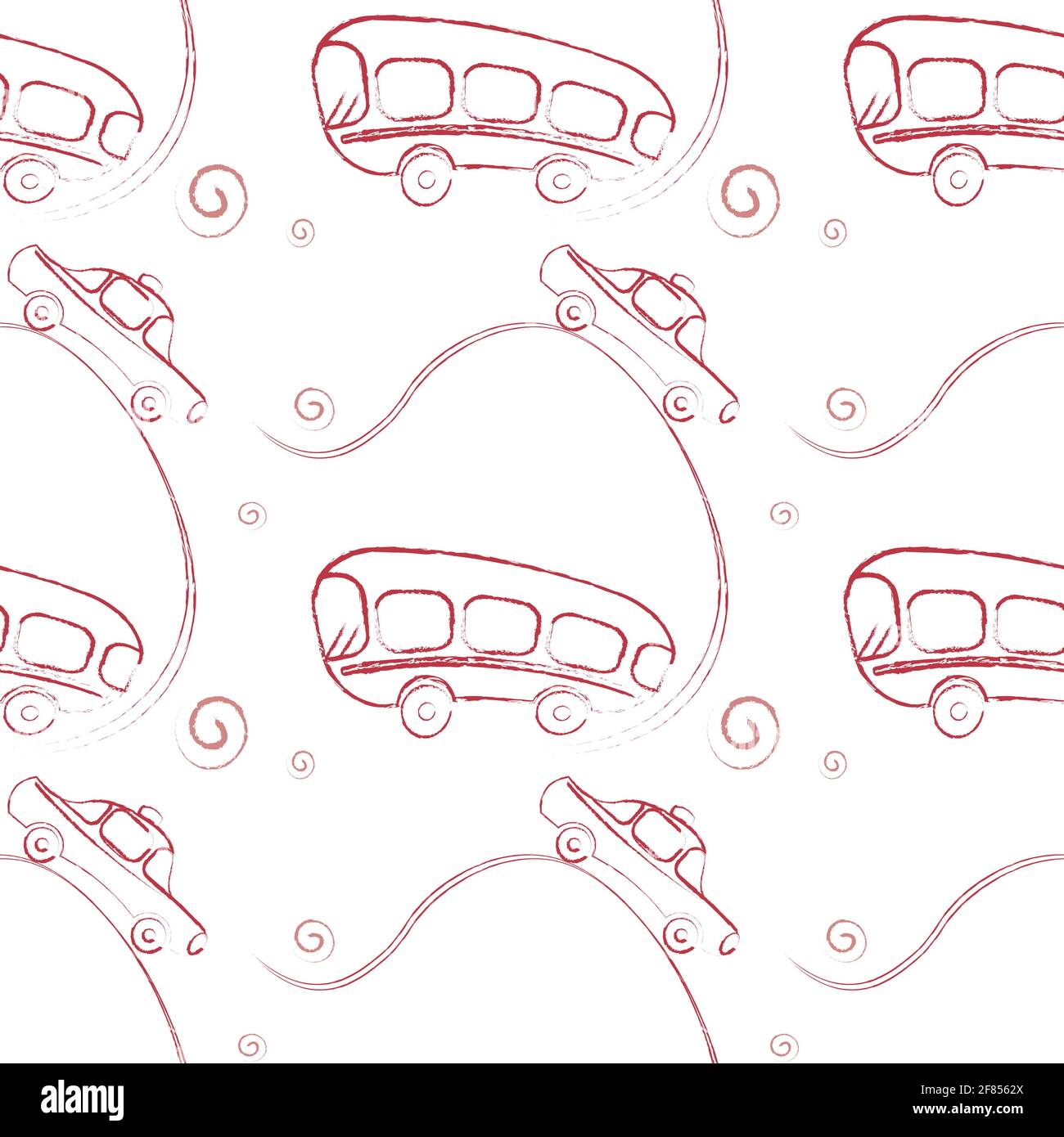 Seamless texture, pattern on a square background - transport - bus and ...