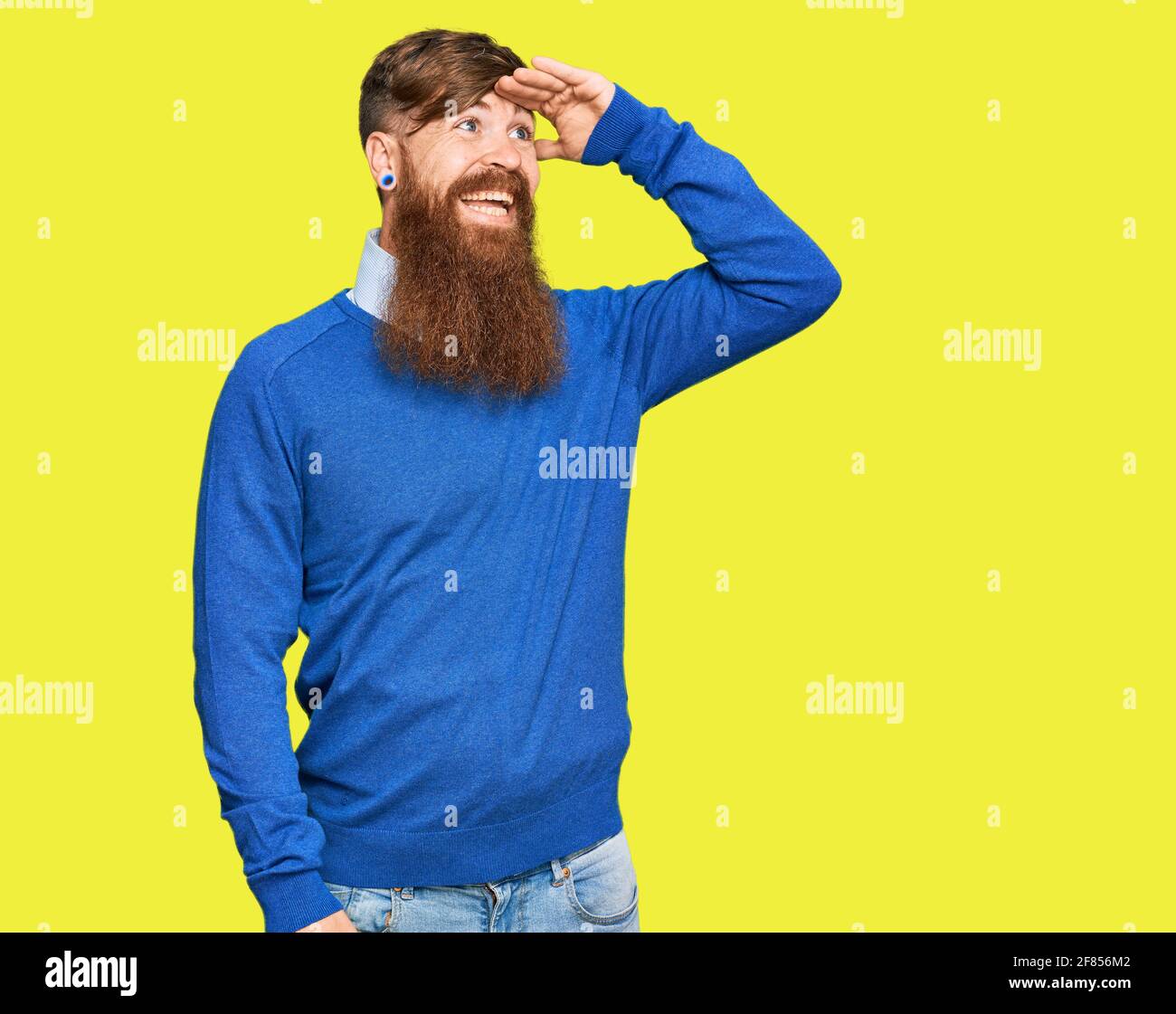 Young irish redhead man wearing casual clothes very happy and smiling ...
