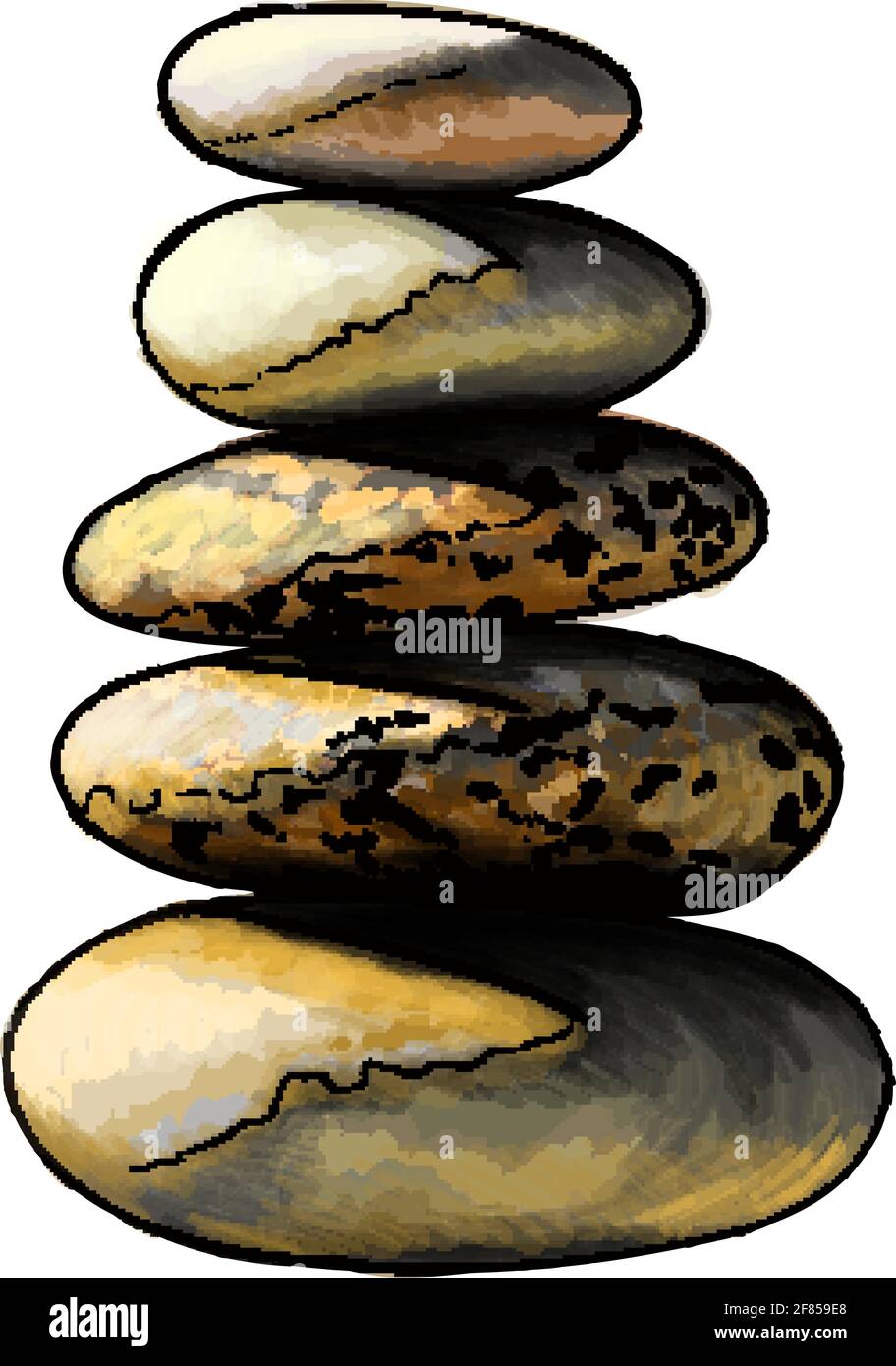 Stone Tower, Balanced pyramid stone from a splash of watercolor ...