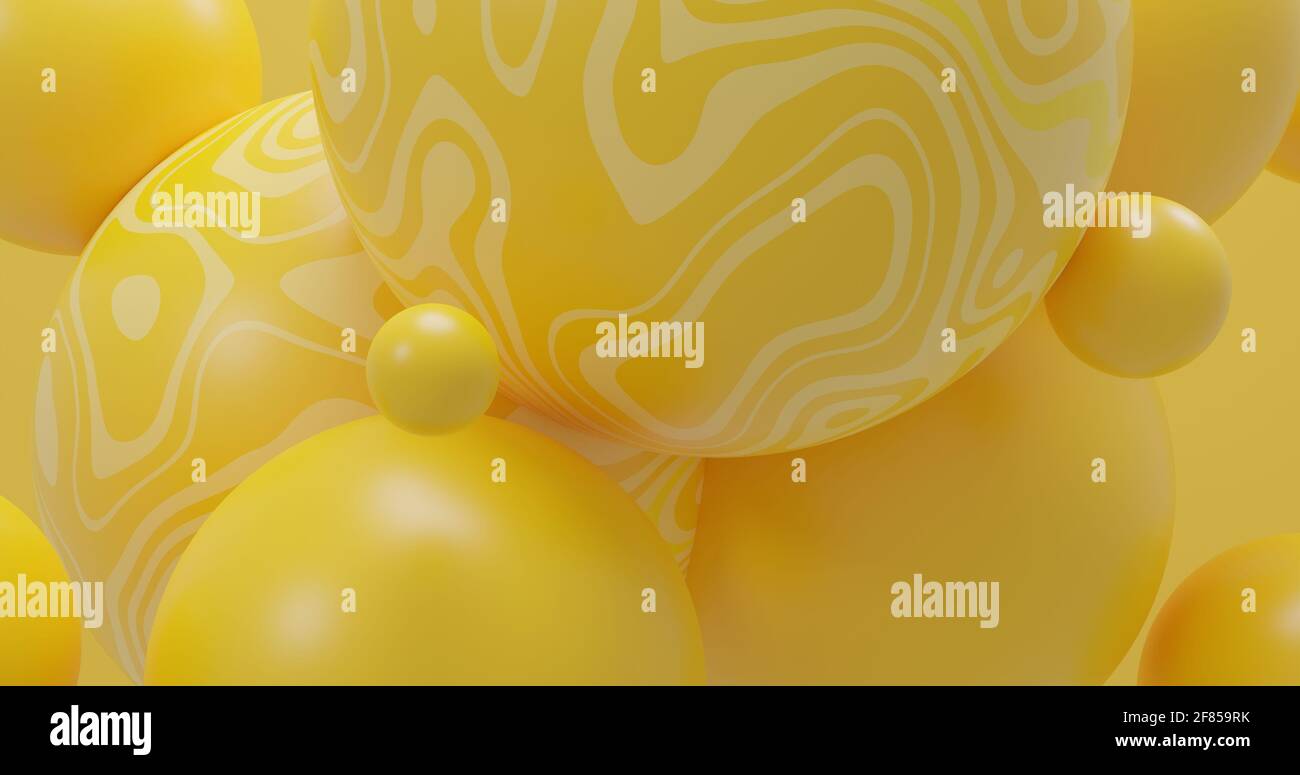 3D yellow spheres background. 3D rendering illustration Stock Photo - Alamy