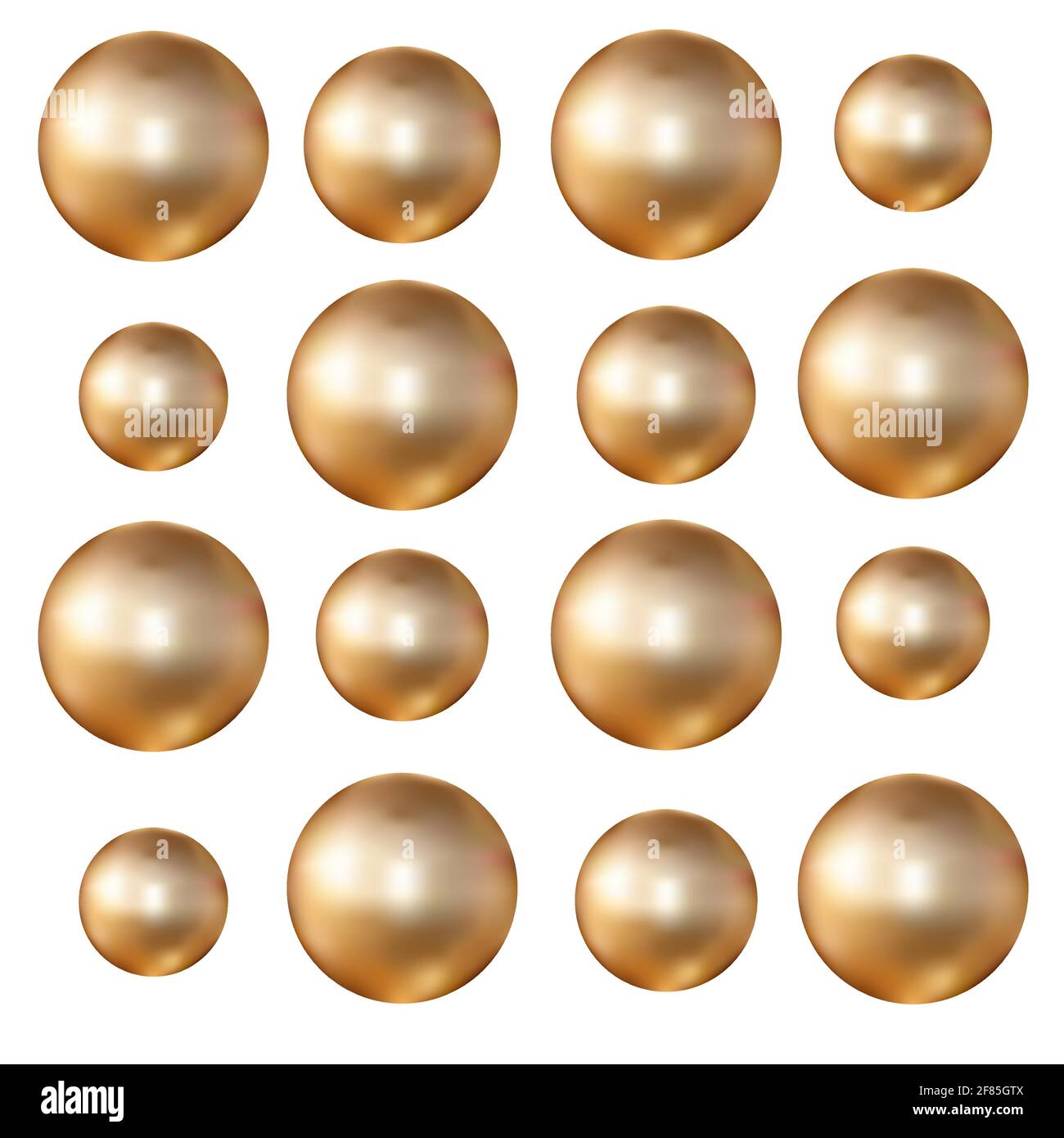 Gold beads isolated on white background close up. Gold ball with a ...