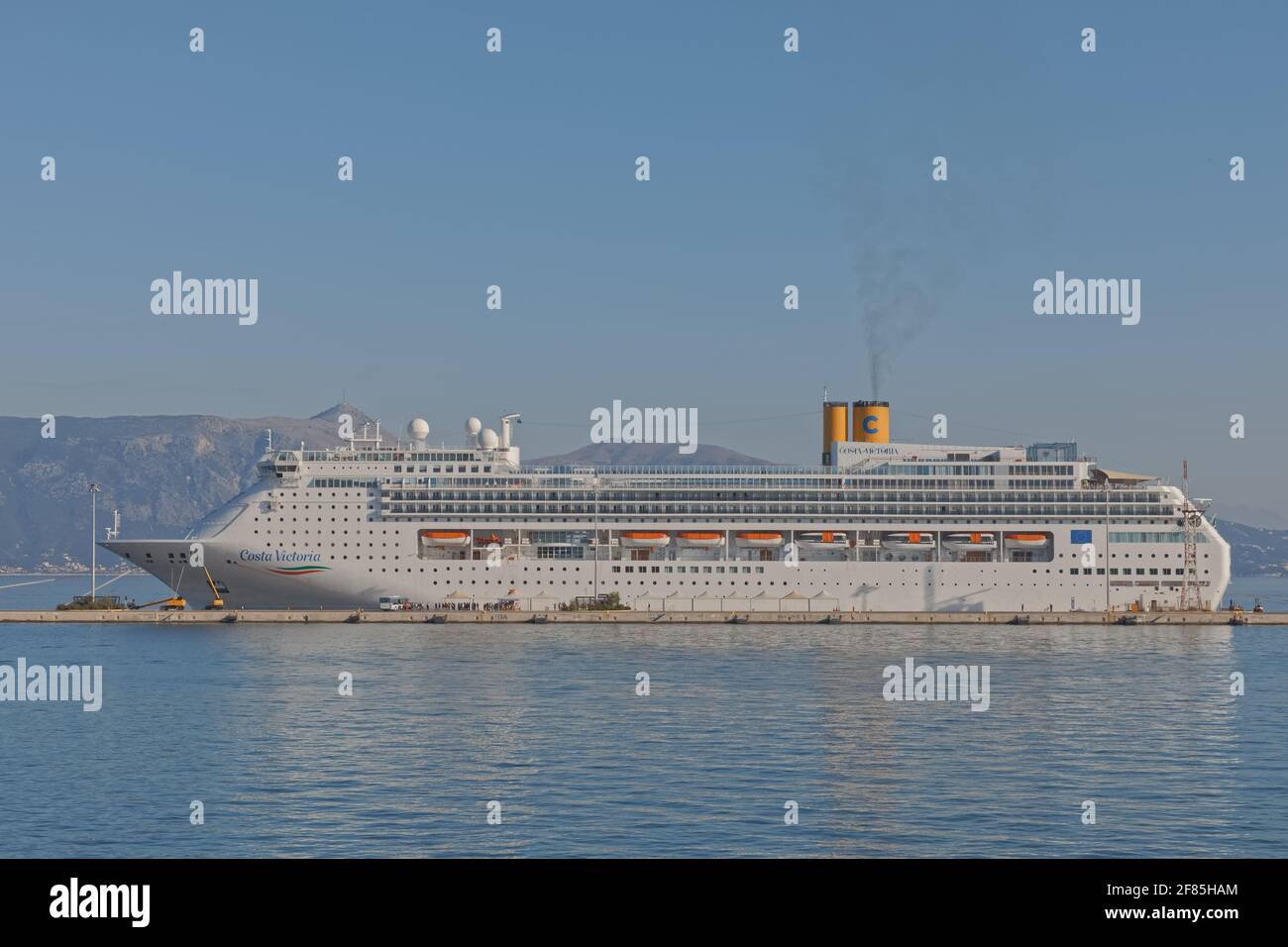 Costa Victoria cruiser anchored in the port of Corfu Greece Stock Photo ...