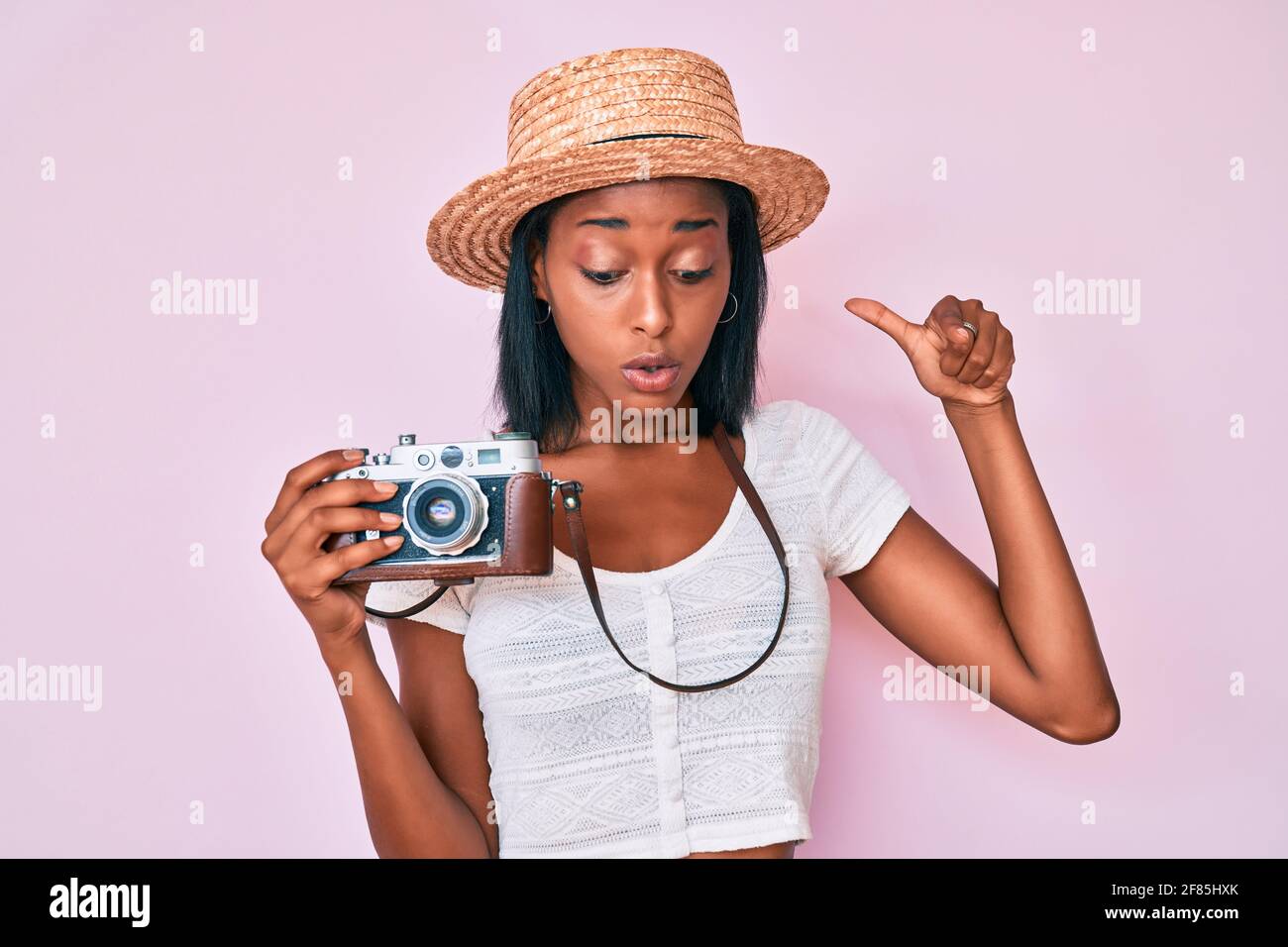Woman Pointing Down Vintage High Resolution Stock Photography and ...