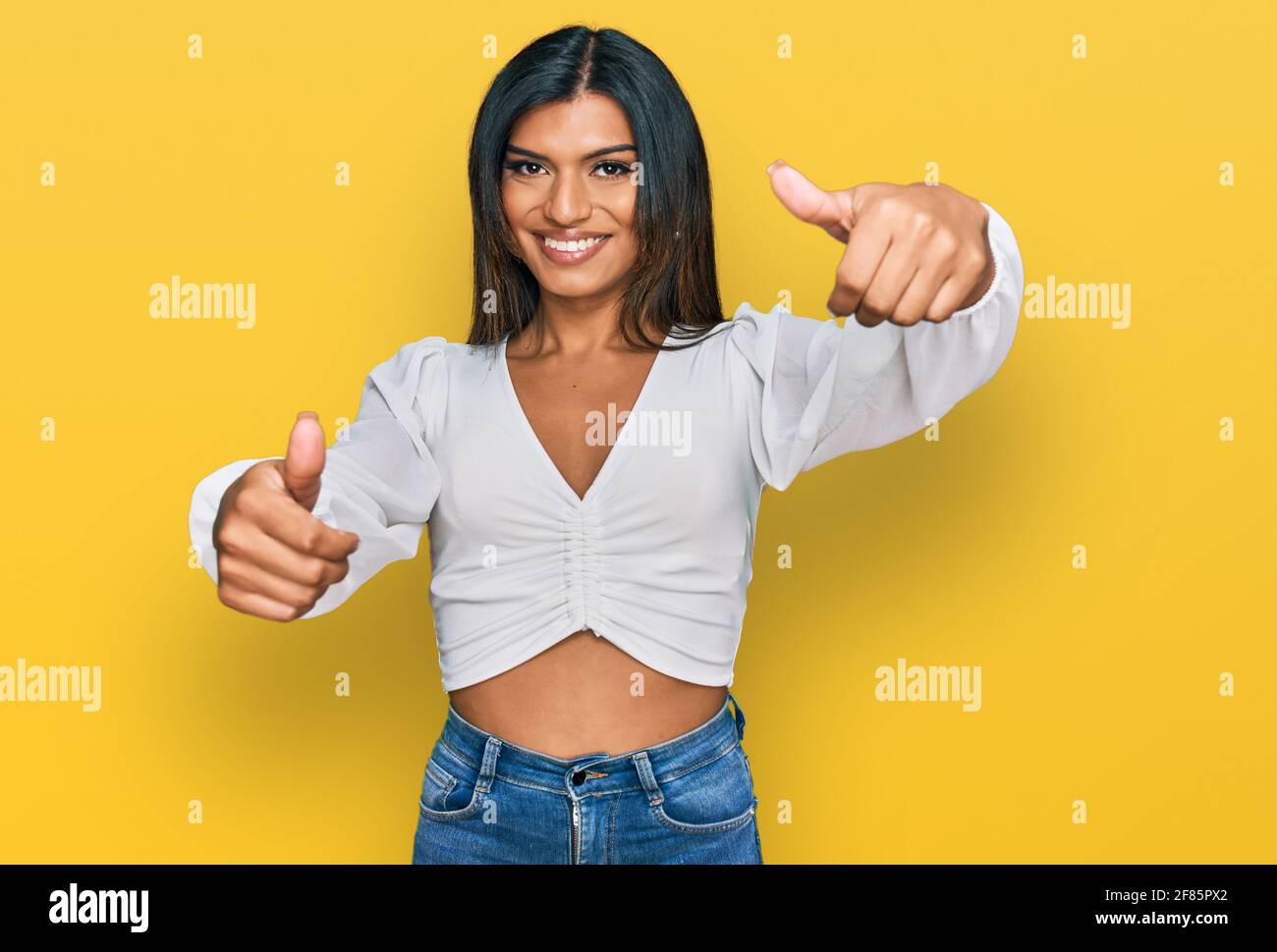 Young latin transsexual transgender woman wearing casual clothes ...