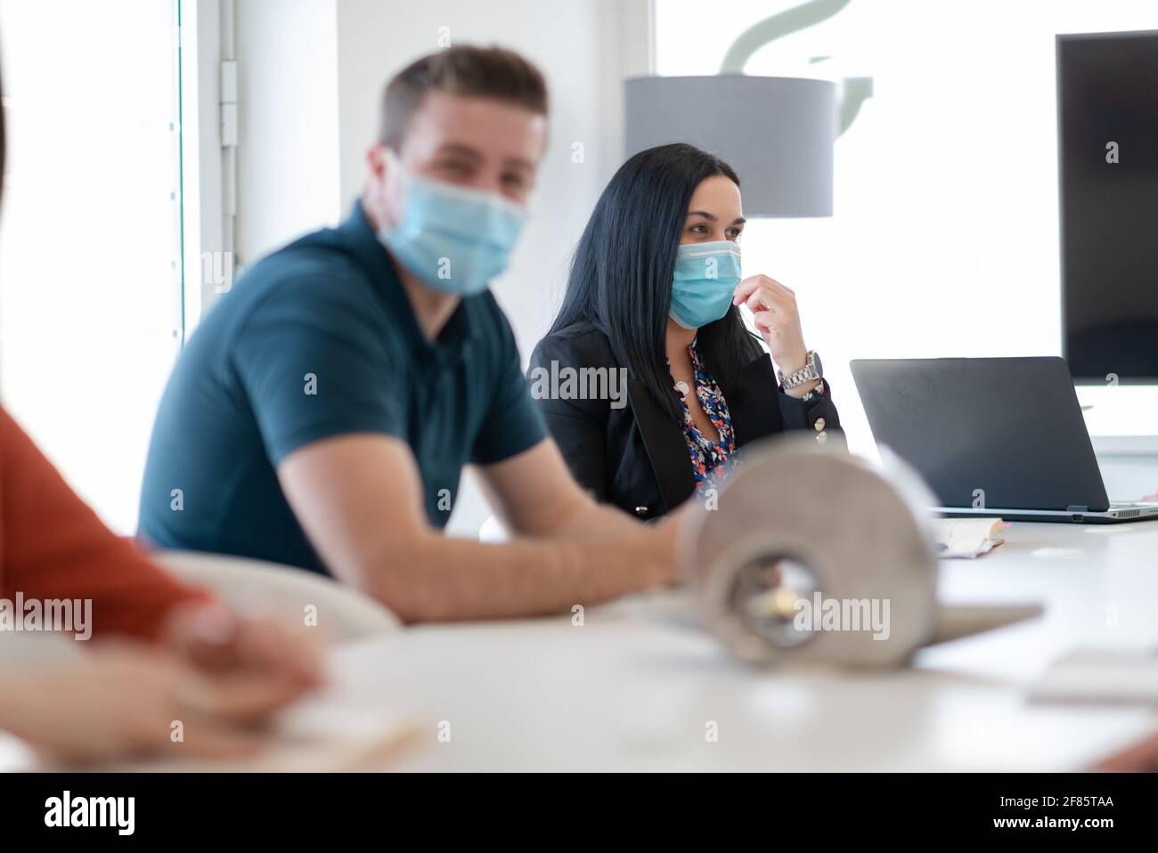 real business people on meeting wearing protective mask Stock Photo - Alamy