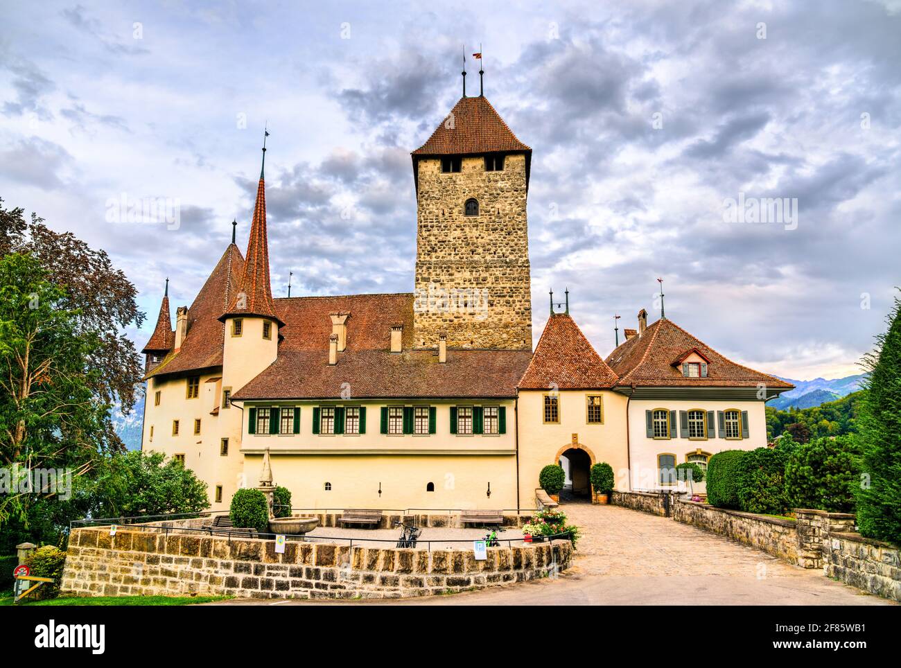View of Spiez Castle in Switzerland Stock Photo - Alamy