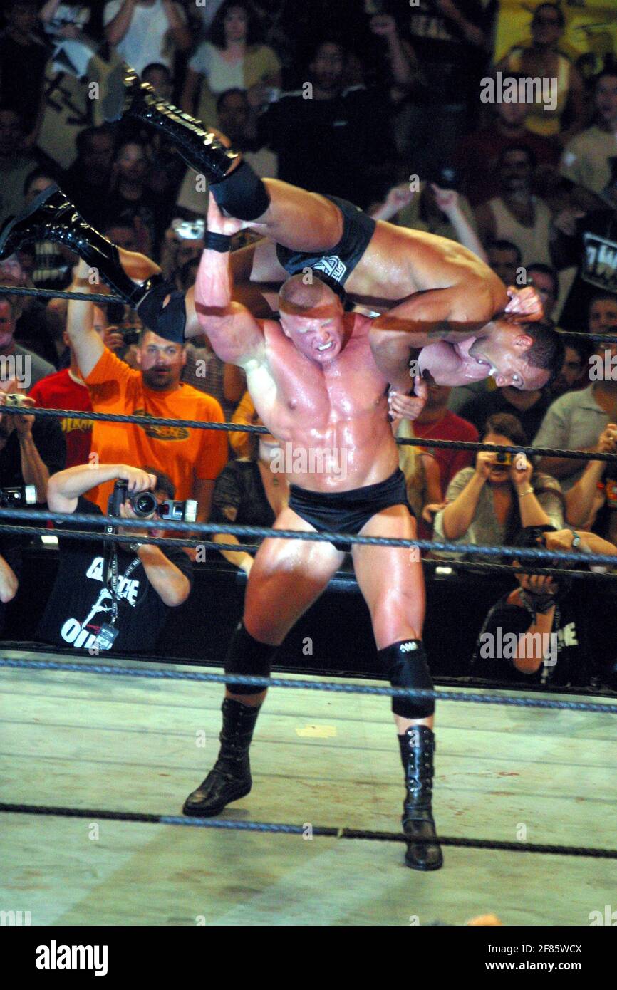 Brock Lesnar vs Dwayne The Rock Johnson 2002 Photo By John Barrett ...