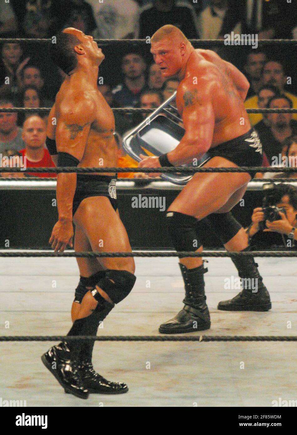 Brock Leanar Dwayne The Rock Johnson 2002 Photo By John Barrett ...