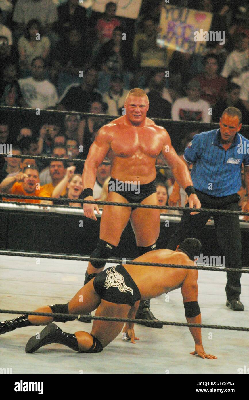 Brock Leanar Dwayne The Rock Johnson 2002 Photo By John Barrett ...