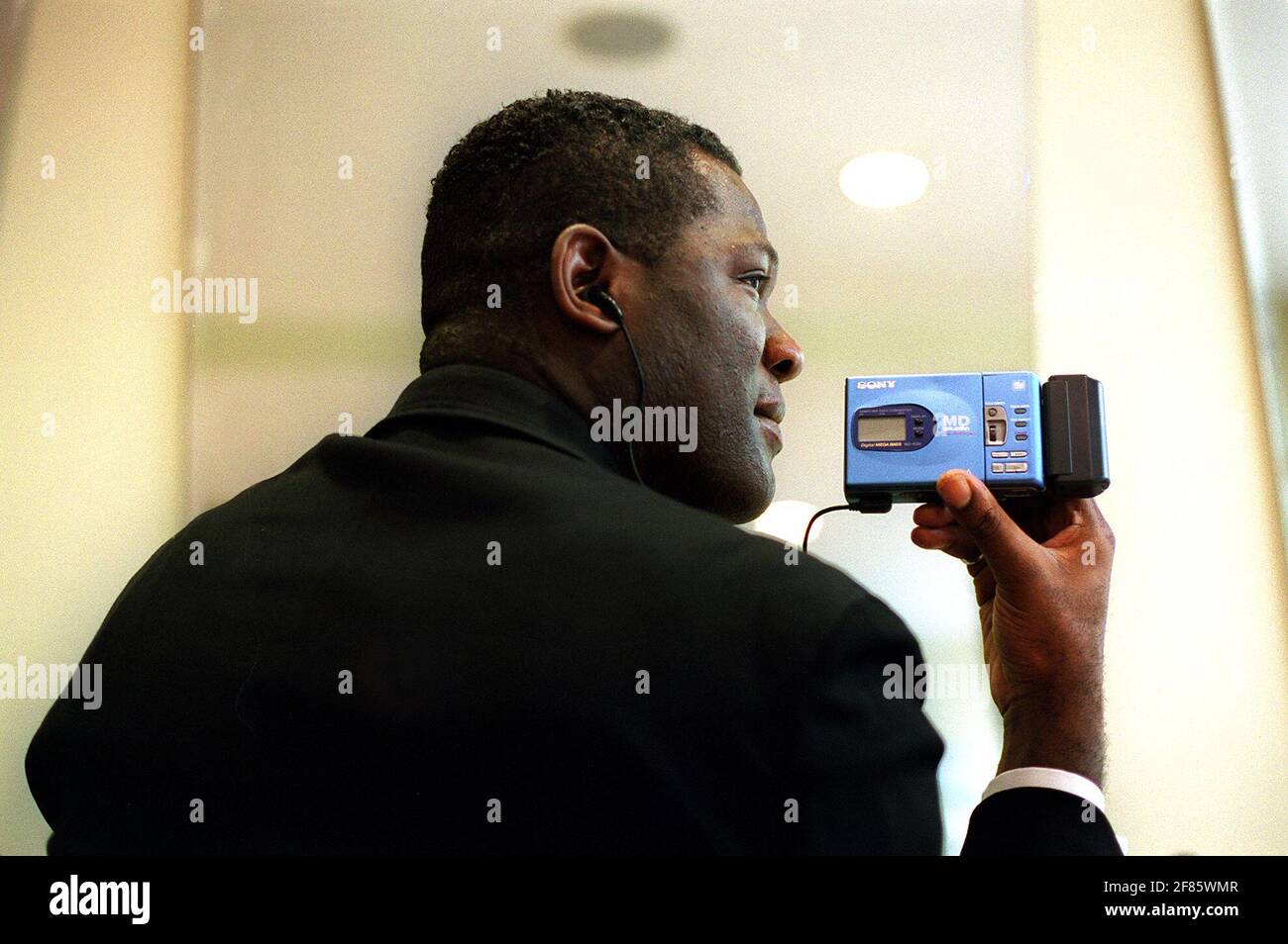 ERROL DOUGLAS WITH HIS SONY MINI DISC SEPTEMBER 2000 Stock Photo - Alamy