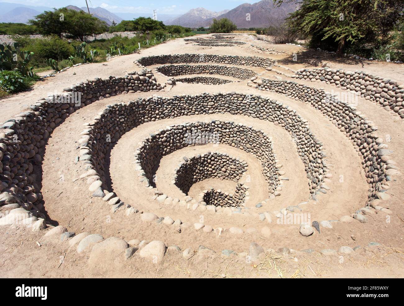 Cantalloc Aqueduct in Nazca or Nazca town, spiral or circle aqueducts ...