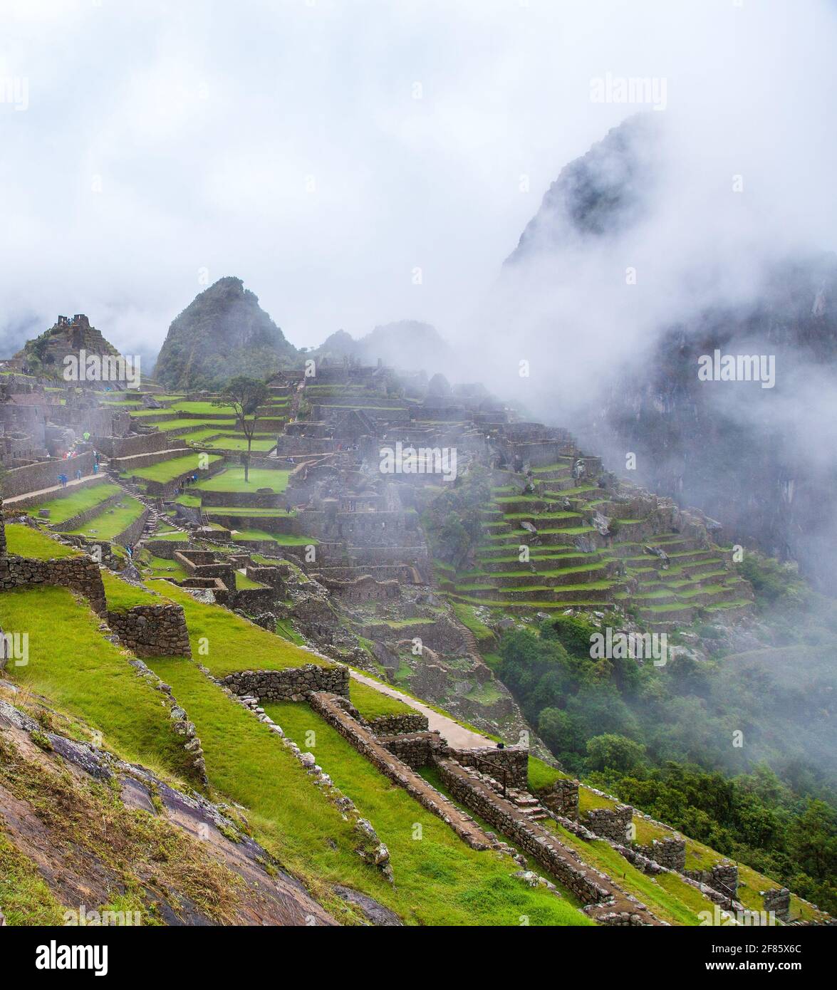 Machu Picchu, panoramic view of peruvian incan town, unesco world ...