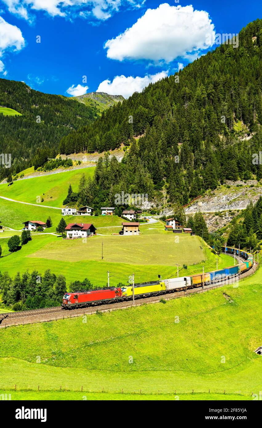 Trucks crossing the Alps by rail in Austria Stock Photo - Alamy