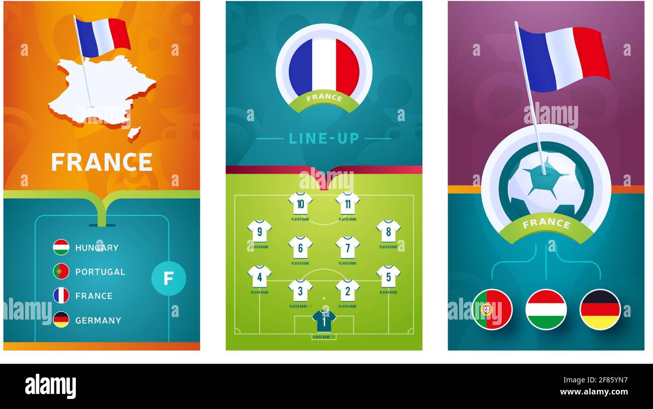 France team European 2020 football vertical banner set for social media ...