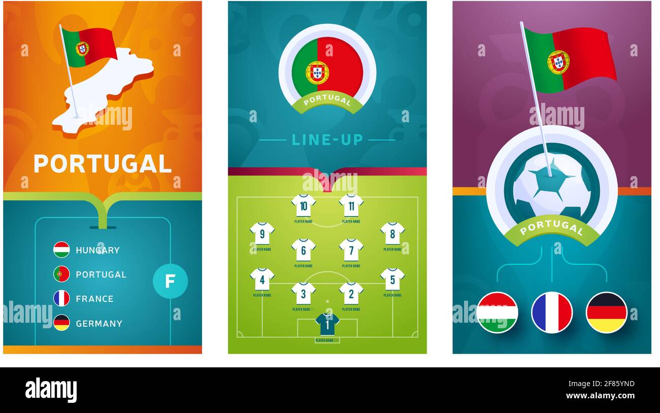European 2020 football vertical banner set for social media. Portugal ...