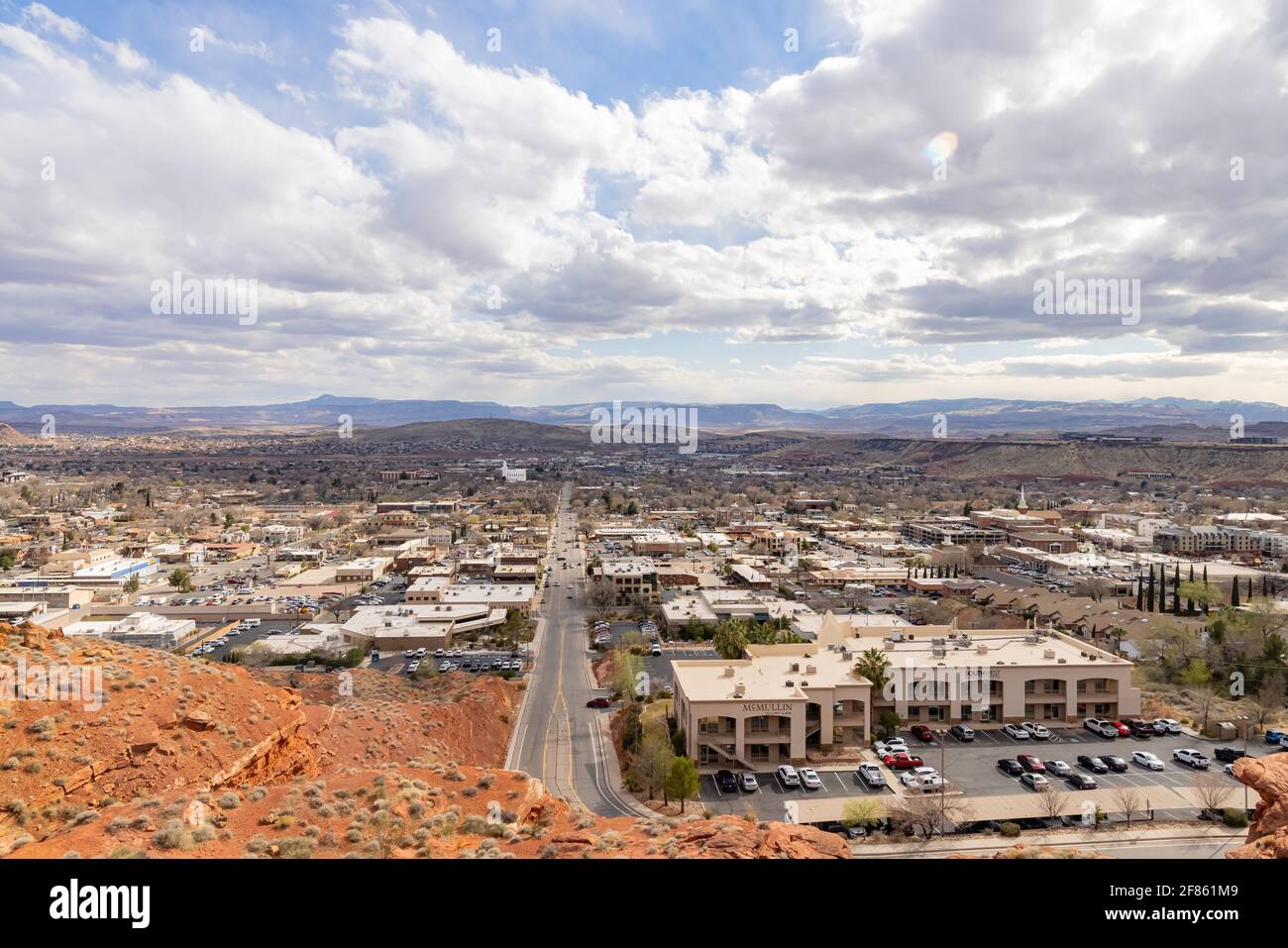 Utah, MAR 15, 2021 - Aerial view of the cityscape of St George Stock ...