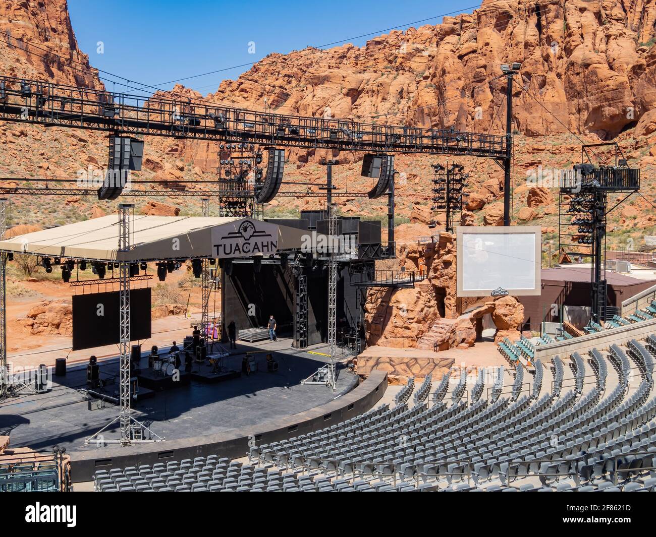 Utah, APR 10, 2021 - Sunny view of the Tuacahn Amphitheatre Stock Photo ...