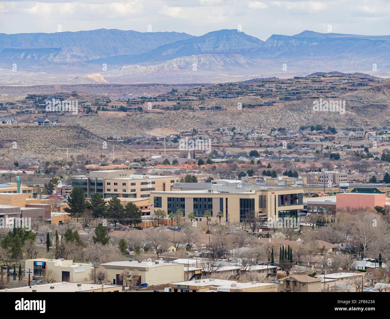 Utah, MAR 15, 2021 - Aerial view of the cityscape of St George Stock ...