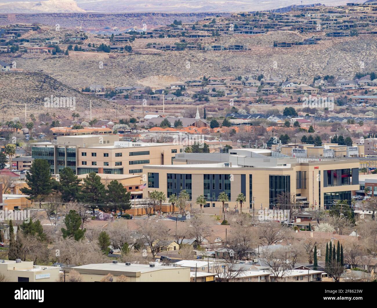 Utah, MAR 15, 2021 - Aerial view of the cityscape of St George Stock ...