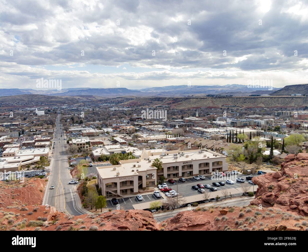 Utah, MAR 15, 2021 - Aerial view of the cityscape of St George Stock ...