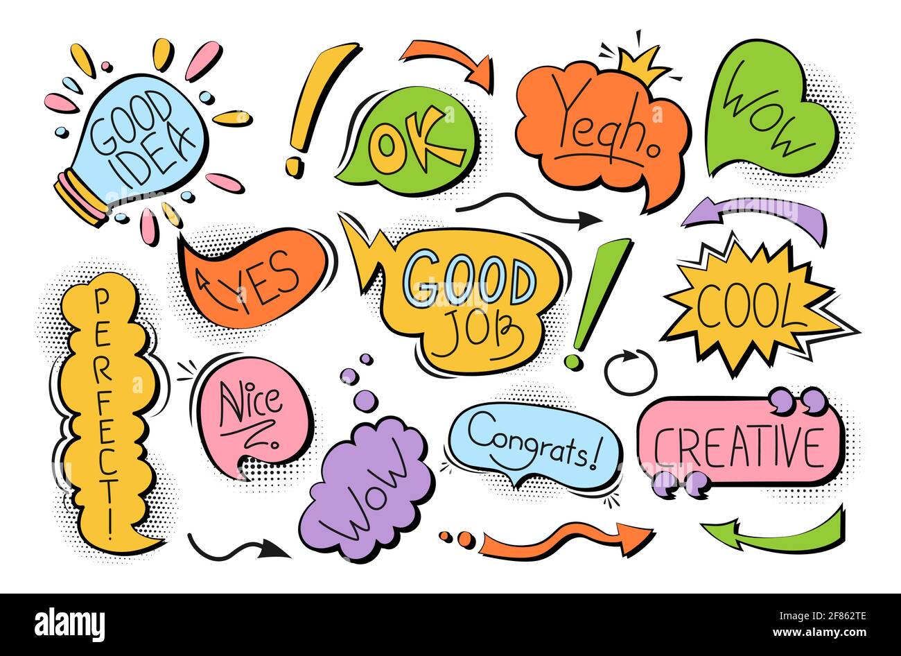 Speech bubble with text color comic pop art set. Retro empty design ...