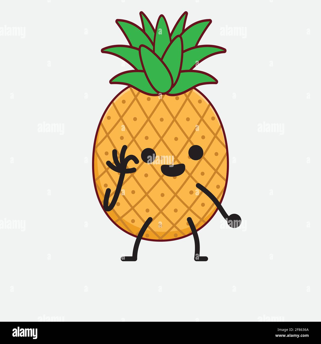 Vector Illustration of Pineapple Fruit Character with cute face, simple ...