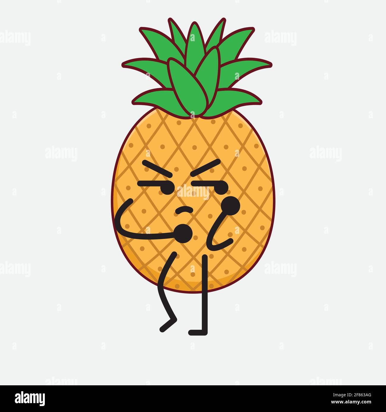 Vector Illustration of Pineapple Fruit Character with cute face, simple ...