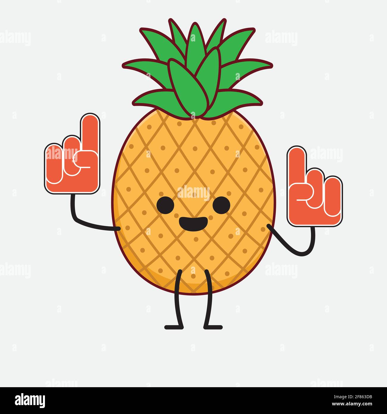 Vector Illustration of Pineapple Fruit Character with cute face, simple ...